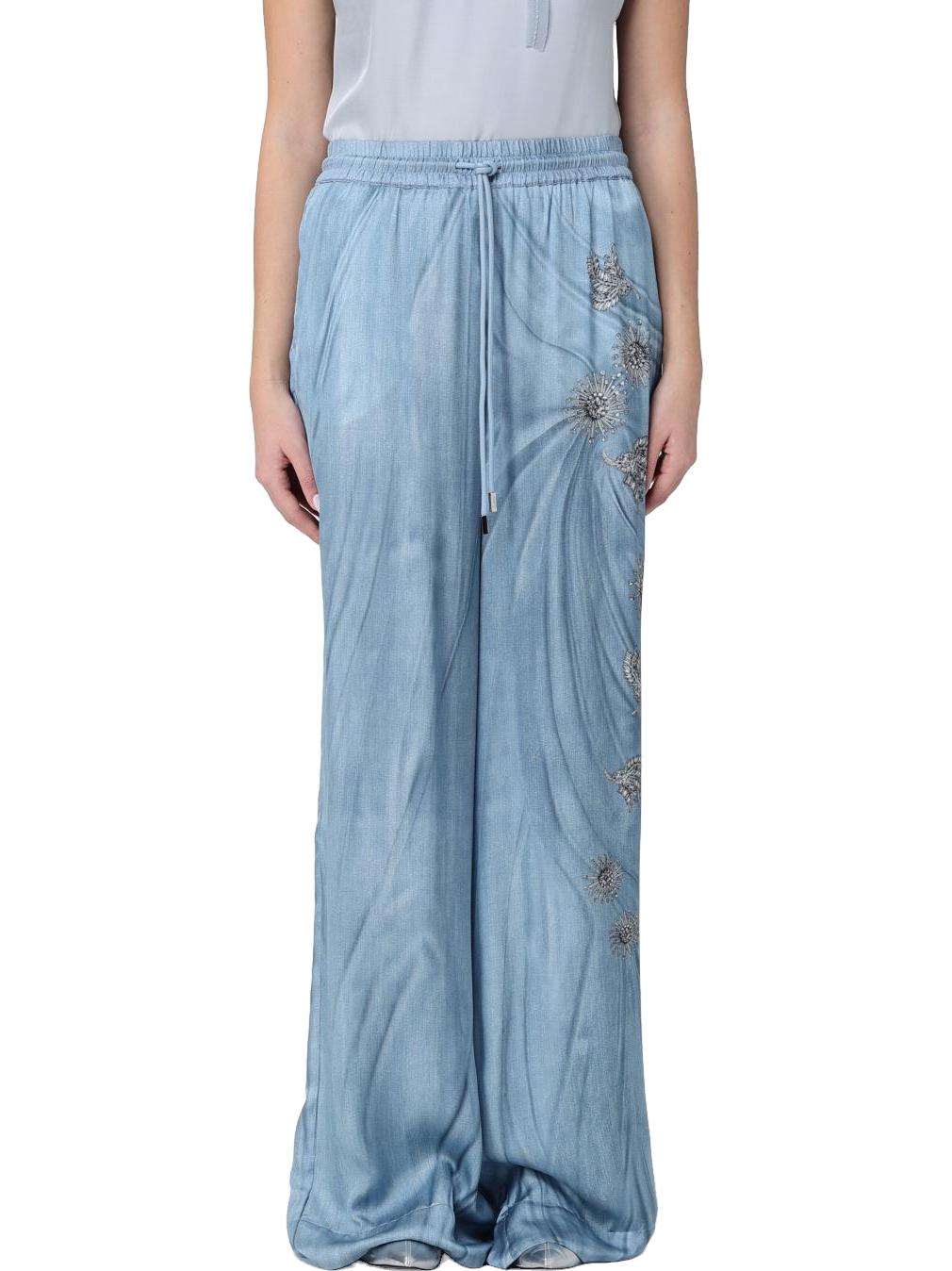 PINKO Pinko Cotton Palazzo Trousers with Jewel Print